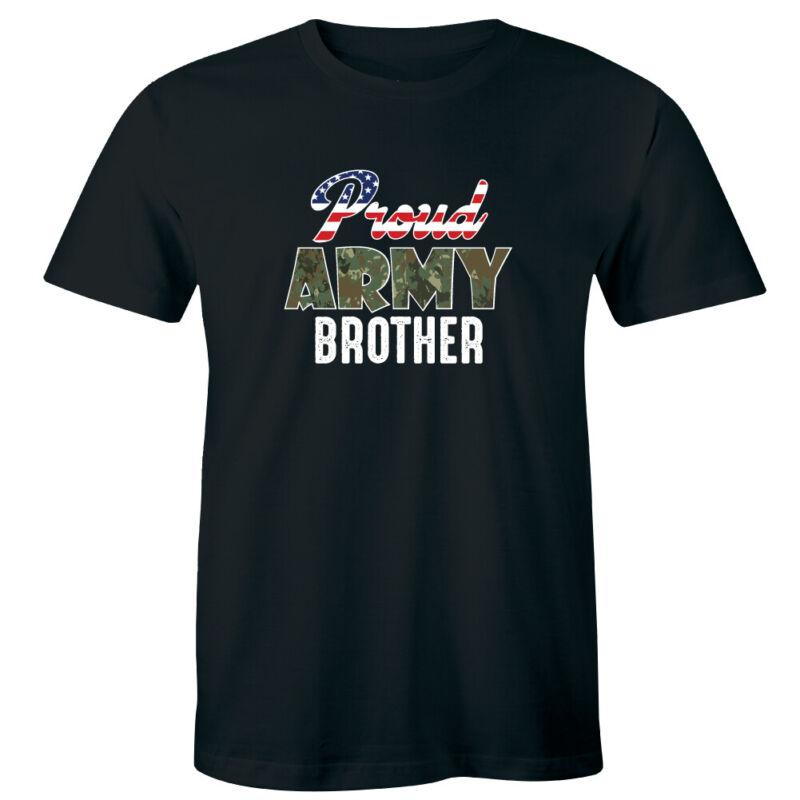 Proud Army Brother with American Flag Short Sleeve T-shirt Men Black ...