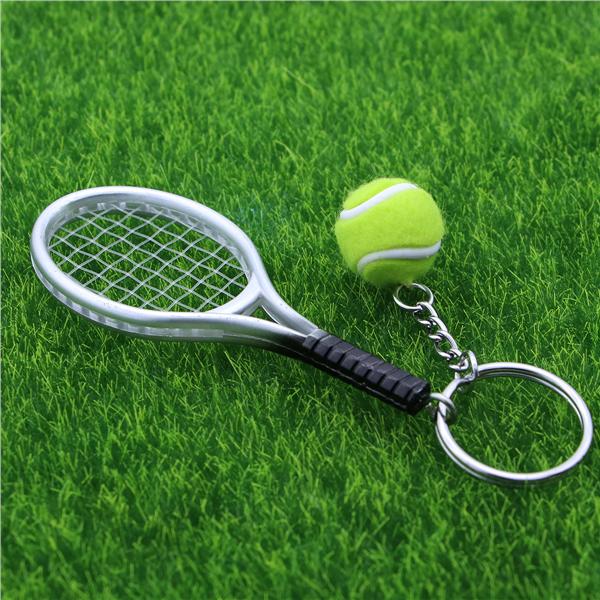 Mini Tennis Racket Keychain Key Ring Sport Charm Tennis Ball Key Chain ...