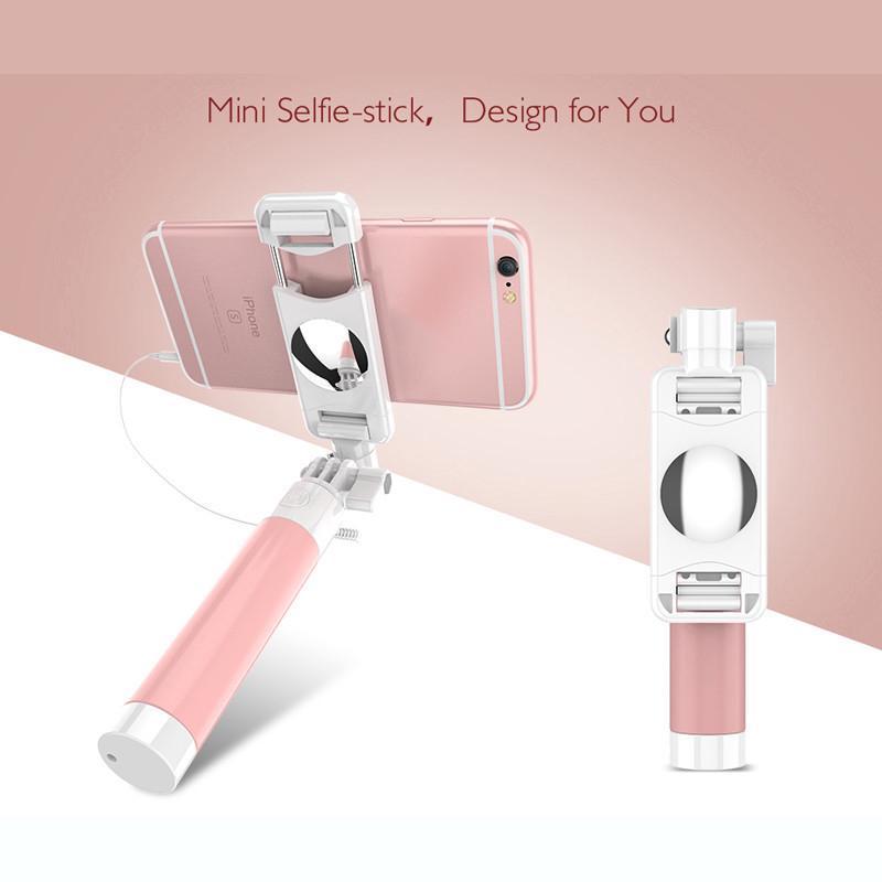 Super Mini Cell Phone Wired Remote Selfie Stick Monopod Pole Holder For ...