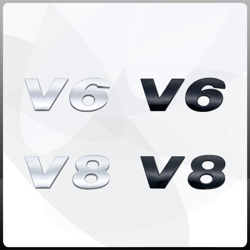 Köp Car Styling ABS Chrome Silver/Black Sticker V6 V8 Displacement ...
