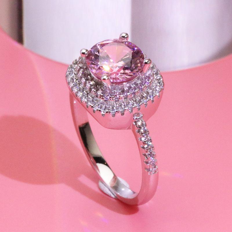 Buy Luxury Women Square Pink Cubic Zirconia Jewelry Dazzling Bridal ...