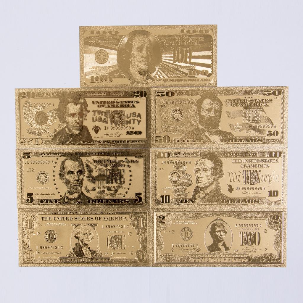 Buy 7Pcs/Lot 24K Gold Plated Commemorative Notes A Dollar Bills ...