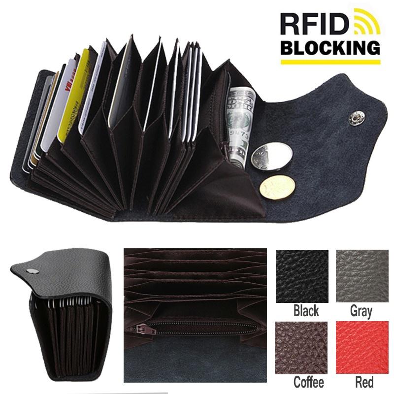 Buy RFID Blocking Credit Card Holders Wallet 14 Card Slots Genuine ...