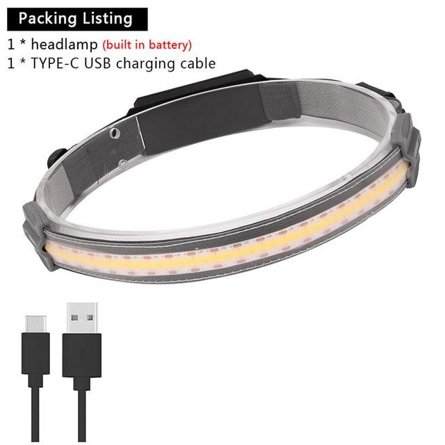 LED Induction Headlamp COB Headlight Built In 1200mAh Lithium Battery ...