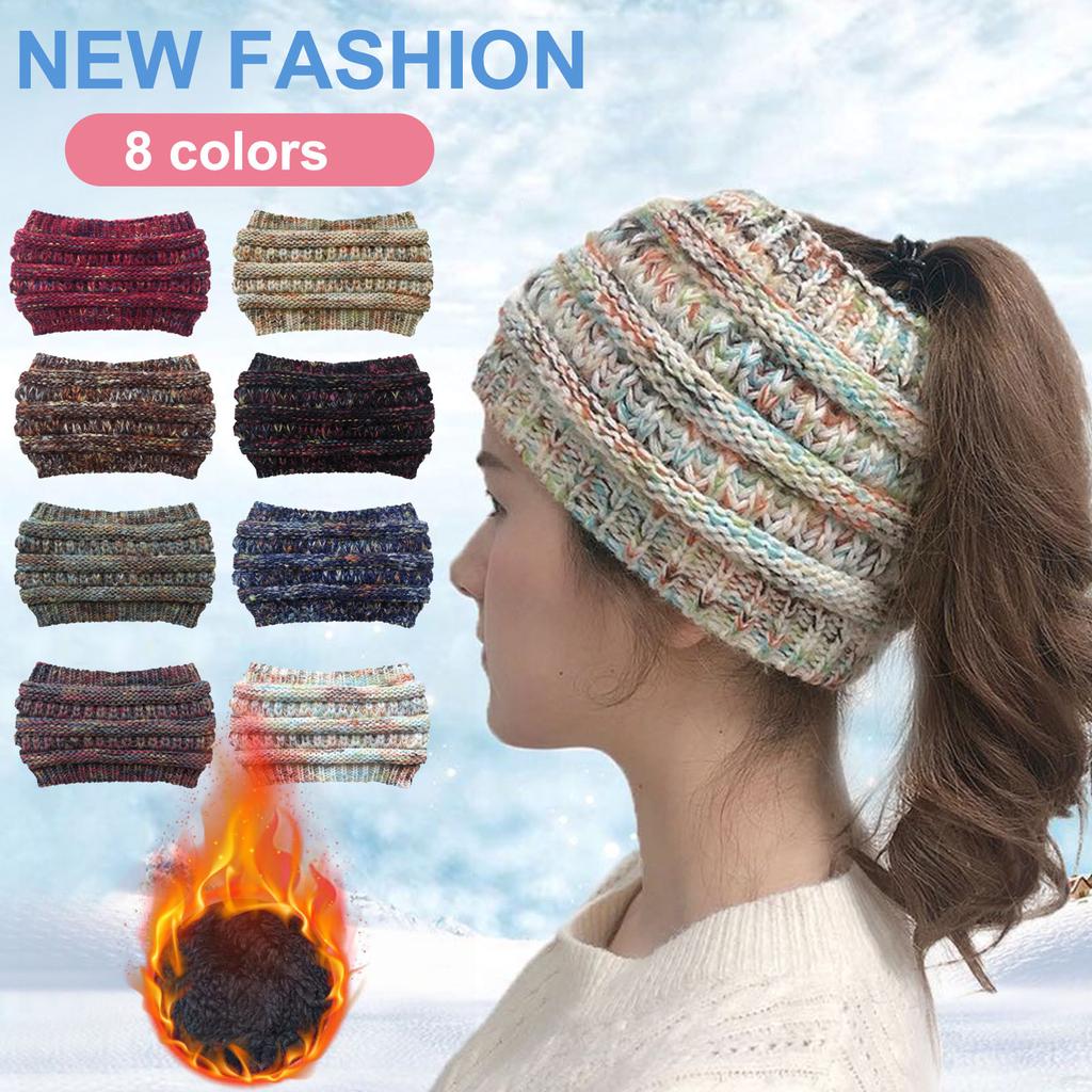 Buy Autumn And Winter Knitted Headband Horsetail HAT Wool And Plush ...