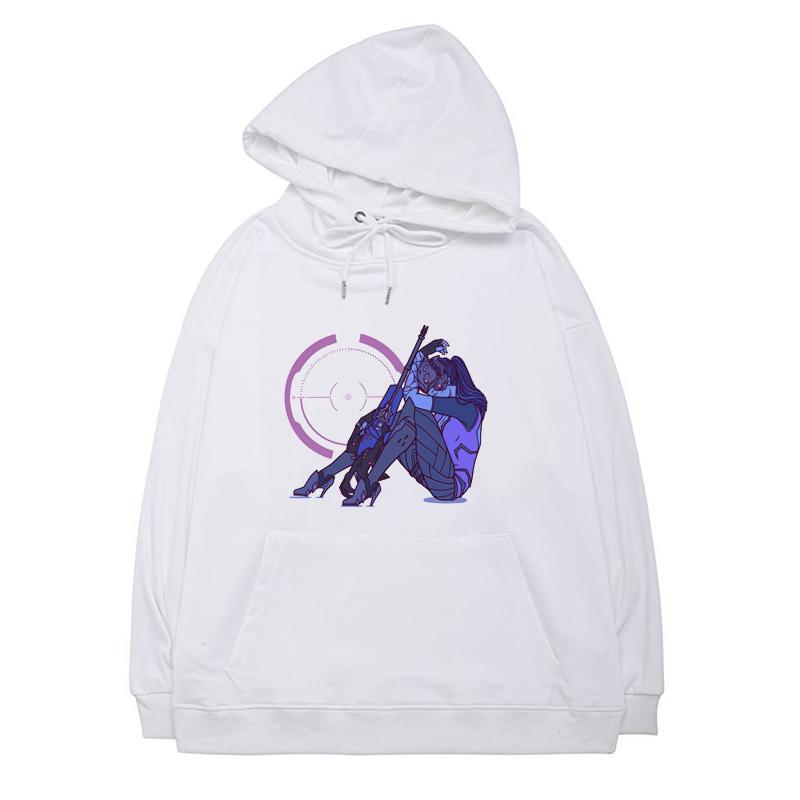 Autumn Widowmaker Print Unisex White Hoodies Drawstring Pocket Female ...