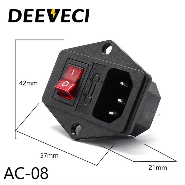 Cheap Electrical AC Socket 2 pin red LED 250V 4p Rocker Switch 10A fuse ...