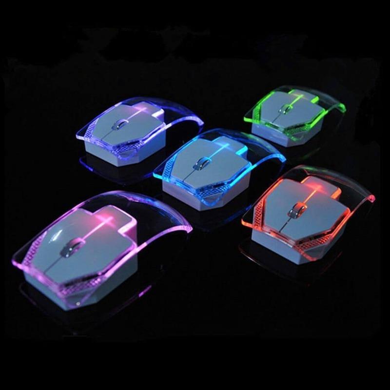 Buy Transparent Wireless Mouse Rainbow Colorful LED Light Fashion ...