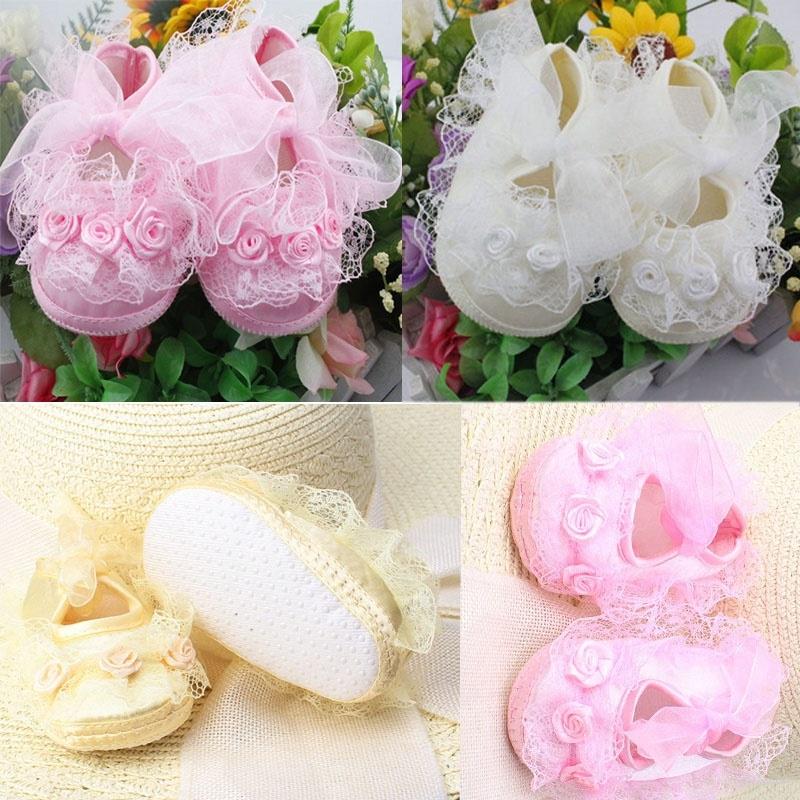 Buy 1Pair Newborn Lace Frilly Rose Flower Shoes Girls Infant Footwear ...