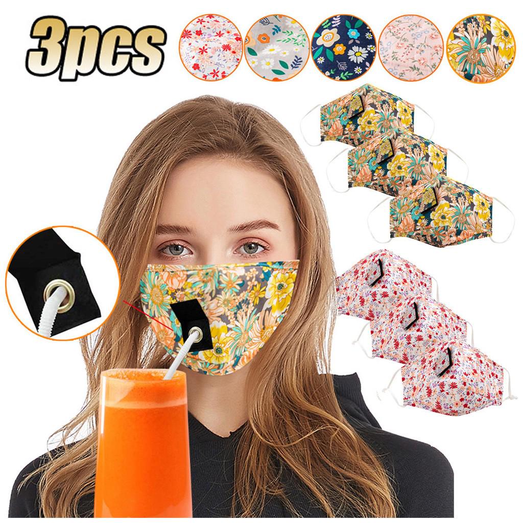Buy 3PCS Adult Women Protect Dustproof Face Mask Drinking Mask with ...