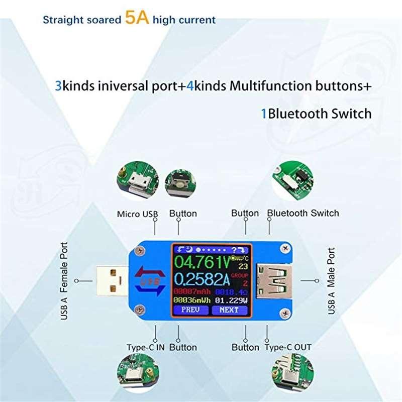 Buy USB 2.0 Type-C LCD Voltmeter Ammeter Voltage Current Meter Battery ...