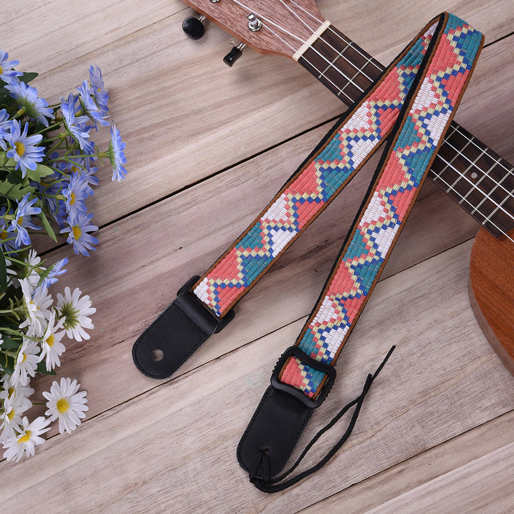 Buy Longteam Ukulele STRAP Bohemian Style Woven Black Leather Head ...