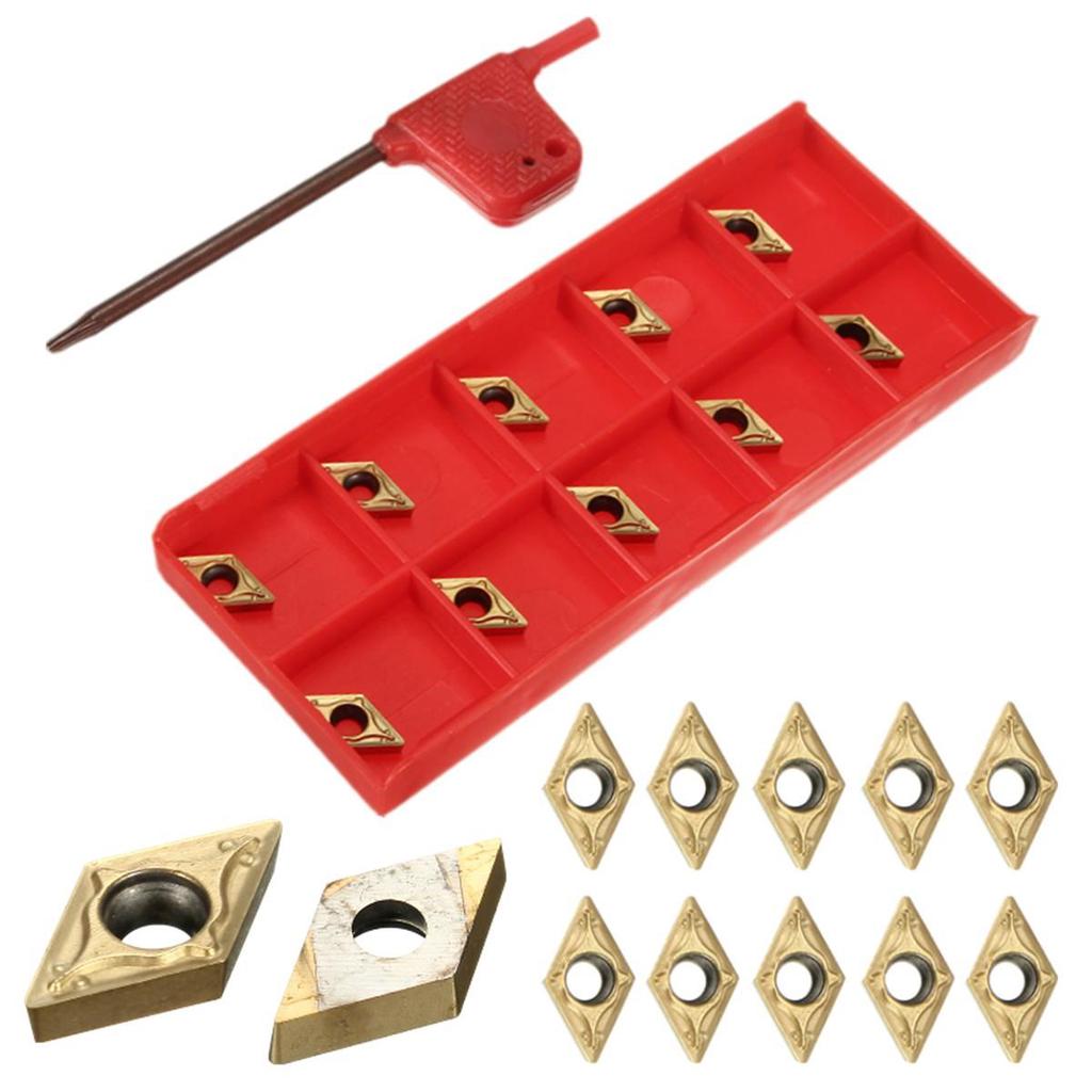 10Pcs DCMT070204 DCMT21.51 Carbide Inserts for Carbide Lathe Cutter Turning Tool 1Pcs Red wrench ...