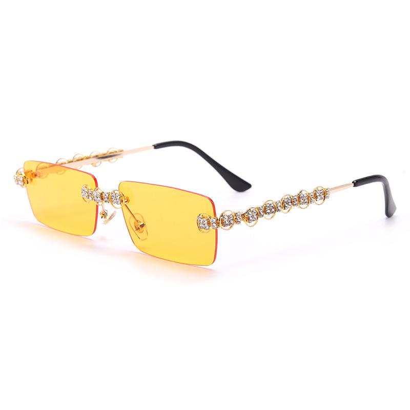 Buy Women Sunglasses Vintage Metal Frame Glasses with Handmade Diamond ...