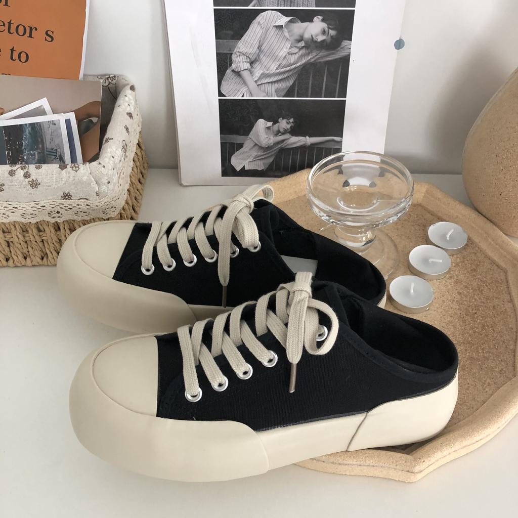 Buy Two-Wear Canvas Shoes Women's Summer Thick Bottom Retro Student ...