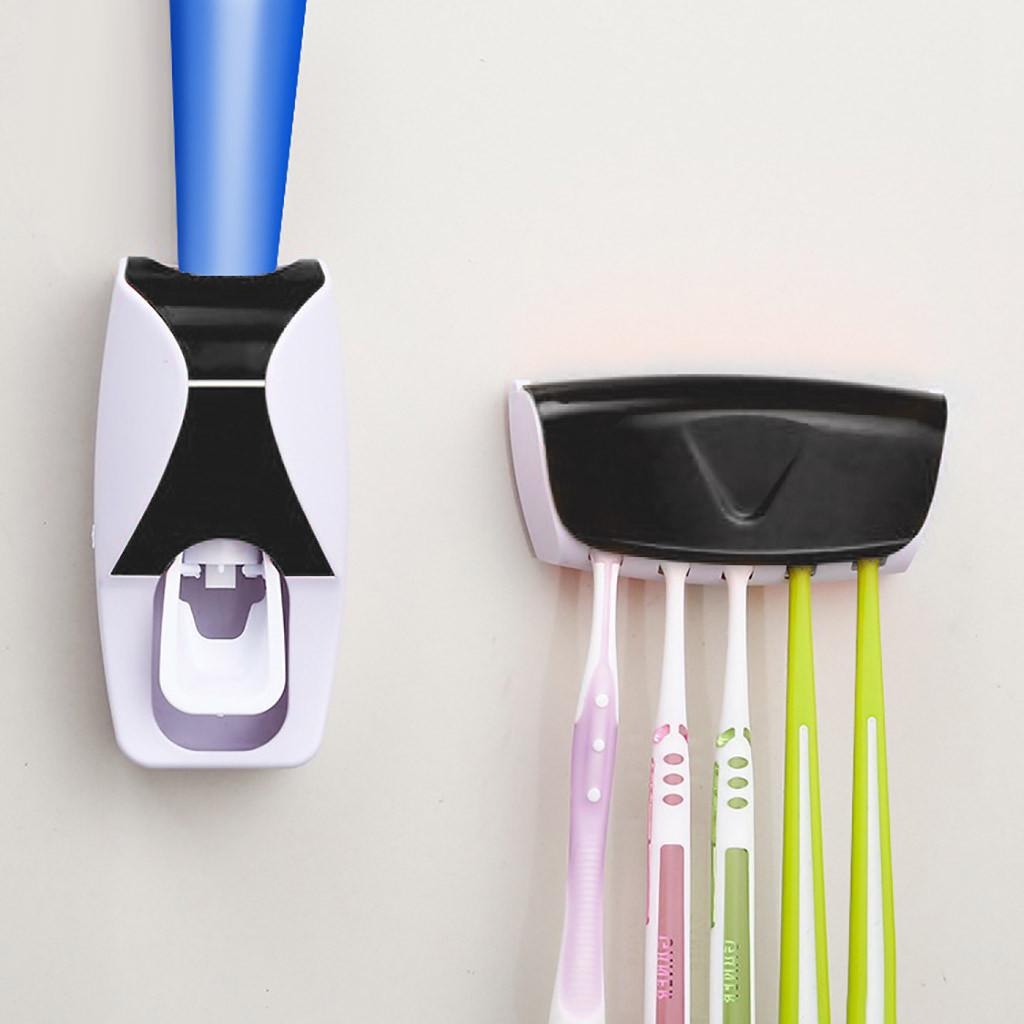 Buy Toothbrush Holder Automatic Toothpaste Dispenser Set Wall-Mounted ...