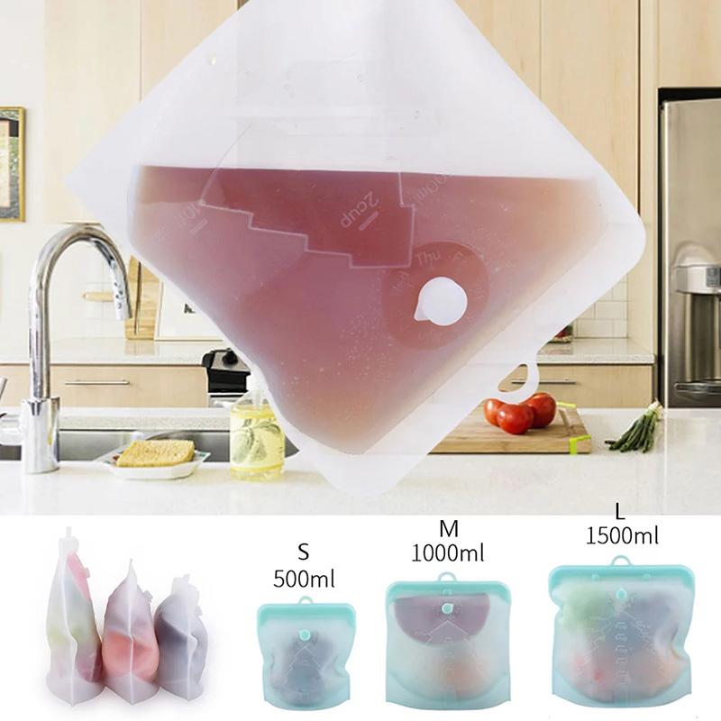 Buy 1PC Fruit Container Food Preservative Bag Reusable Ziplock Silicone ...