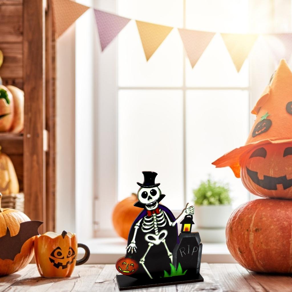 Vampire Skeleton Wooden Sign Pumpkin Tombstone Halloween Table Topper ...