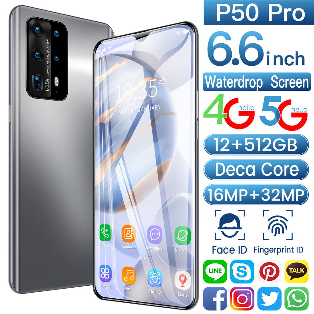 Buy 6.6Inch 4K Screen P50 Pro 12GB RAM 512GB ROM Face Unlocked 5G ...