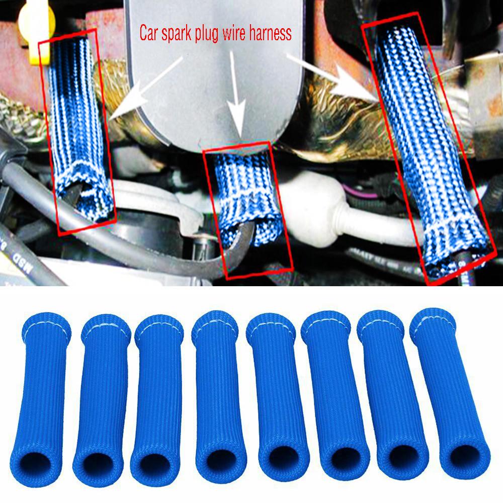 8pcs 1200°Car Spark Plug Wire Boot Protector Sleeve Heat Shield Cover ...
