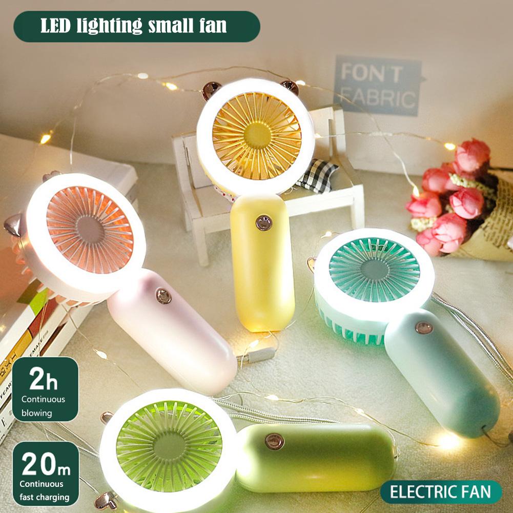 Buy Usb Rechargeable Mini Portable Fan Handheld Led Night Light Cooling ...