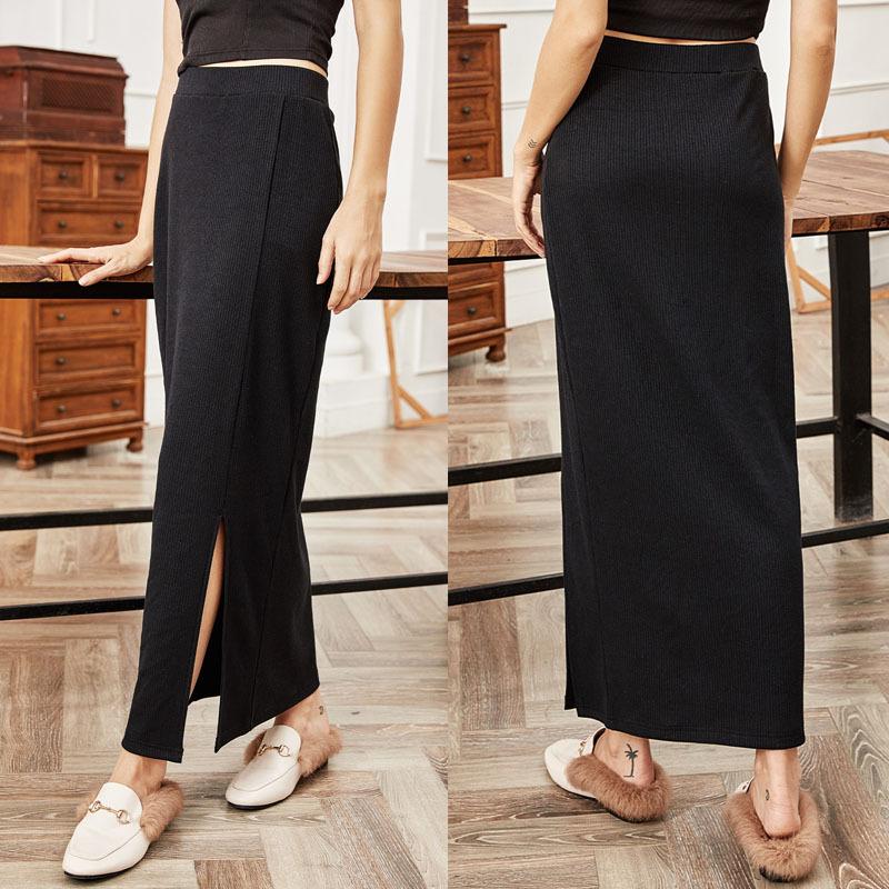 Buy Women's Fashion Split Maxi Skirt Sexy Slim Solid Color High Waist ...