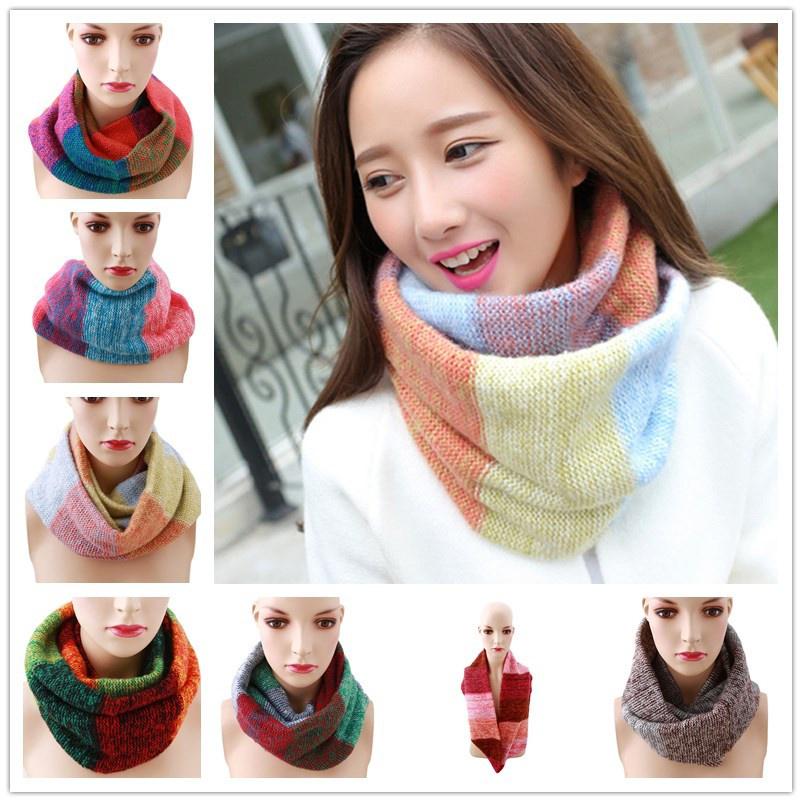 Buy Women Knitted Wool Scarves Winter Thicken Warm Ring Loop Scarf at ...