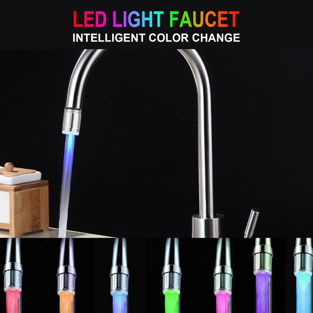 Buy QZ 7 Color RGB Colorful LED Light Water Glow Stainless Steel Faucet ...