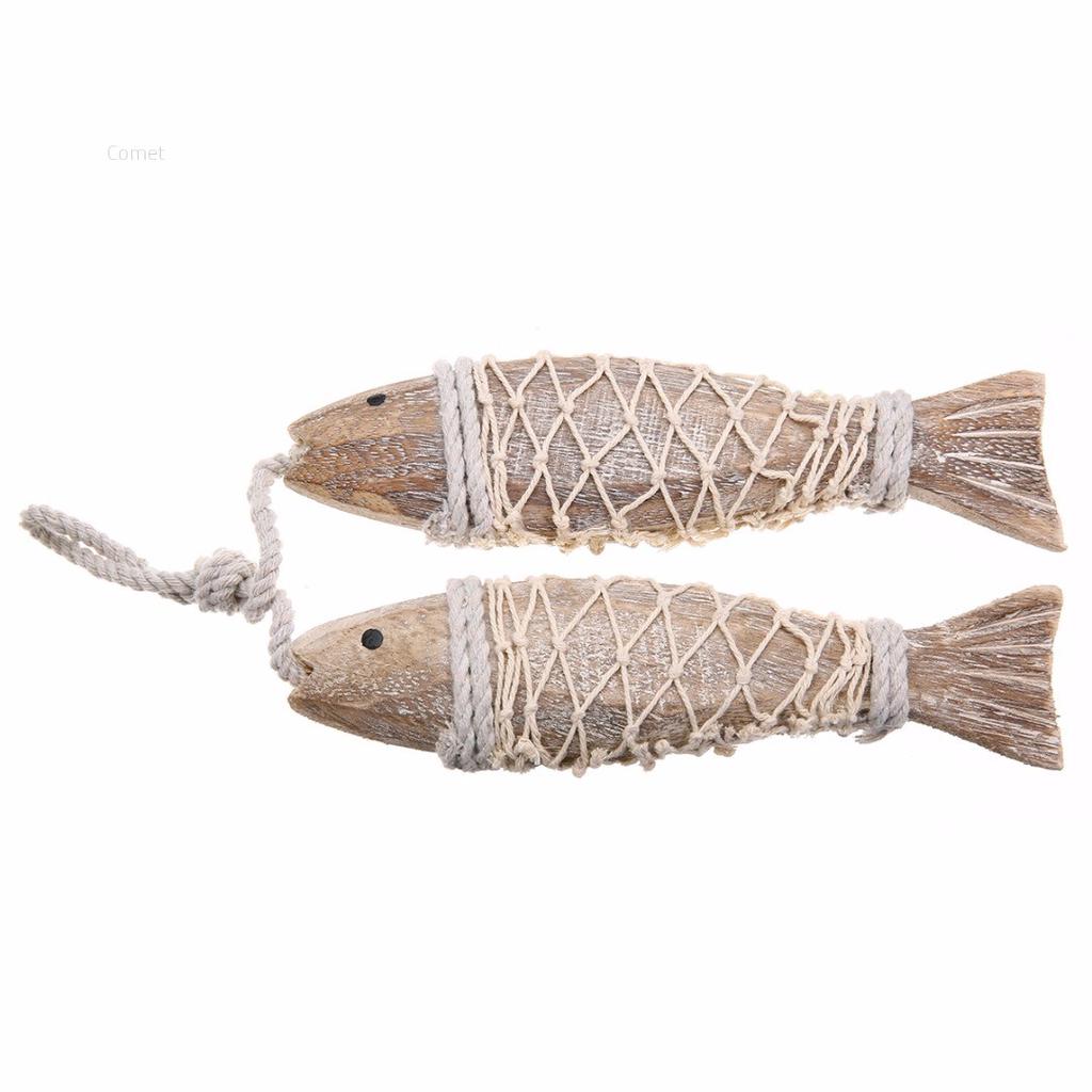 Buy Pdtoweb 2Pcs Wooden Hanging Fish Coastal Village Handicrafts ...