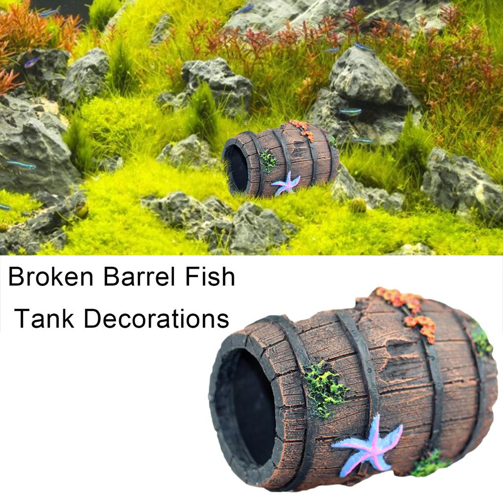 Broken Barrel Fish Tank Decorations Aquarium Hideout Cave House uygun ...