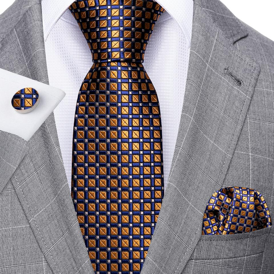 Cheap Barry.Wang Men Ties 8 Styles Silk Necktie Hanky Cufflinks Plaid ...