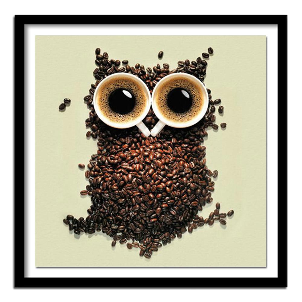 Buy Owl Made of Coffee Beans 5D Diy Stunning Diamond Painting Full ...