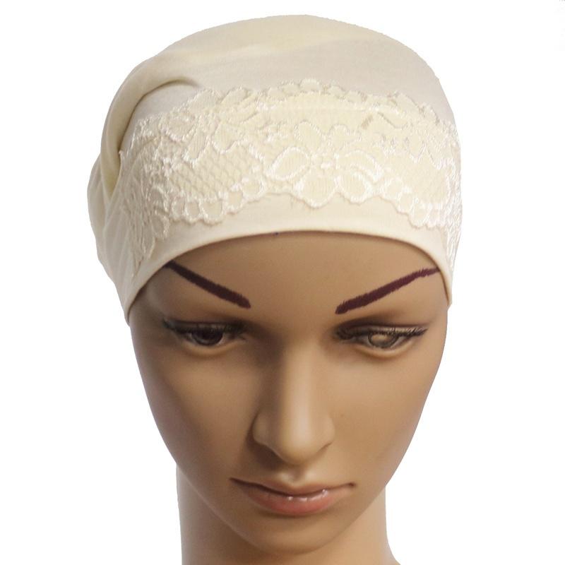 Buy Floral Lace Turban Solid Color Women Ladies Muslim Chemo Hats ...