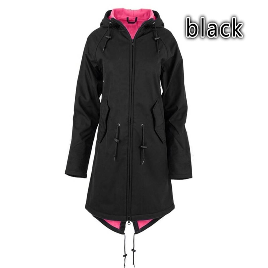 Buy Women's Solid Rain Jacket Outdoor Hoodie Waterproof Overcoat ...