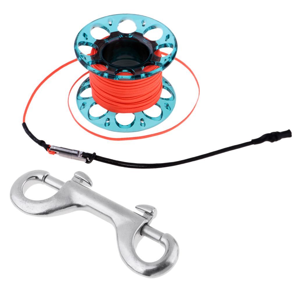 Buy Scuba Diving Finger Spool Reel with Double Ended Bolt Snap 15m Rope ...