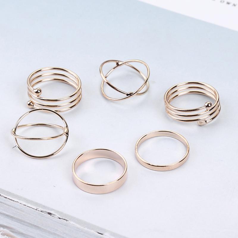 Buy 6pcs Adjustable Ring Set Punk Style Knuckle Rings Women Knuckle ...