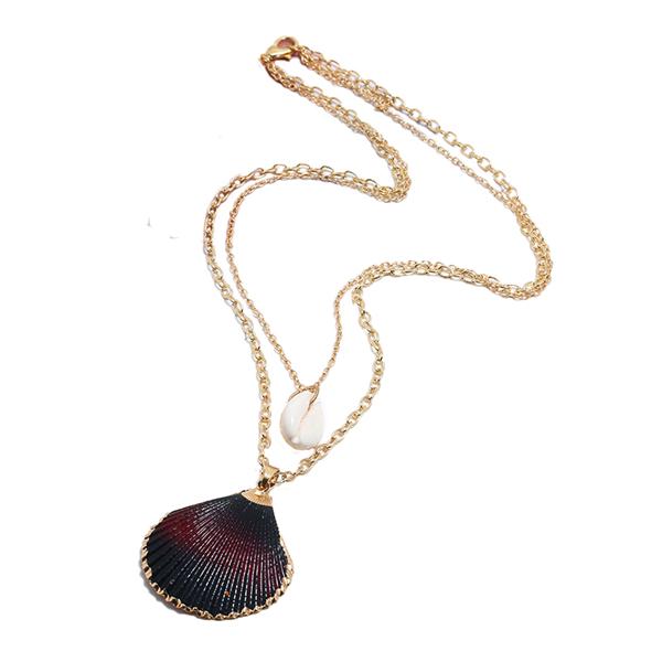 Satın alın Double Layer Fashion Shell Color Pendant Necklace Women Sea ...