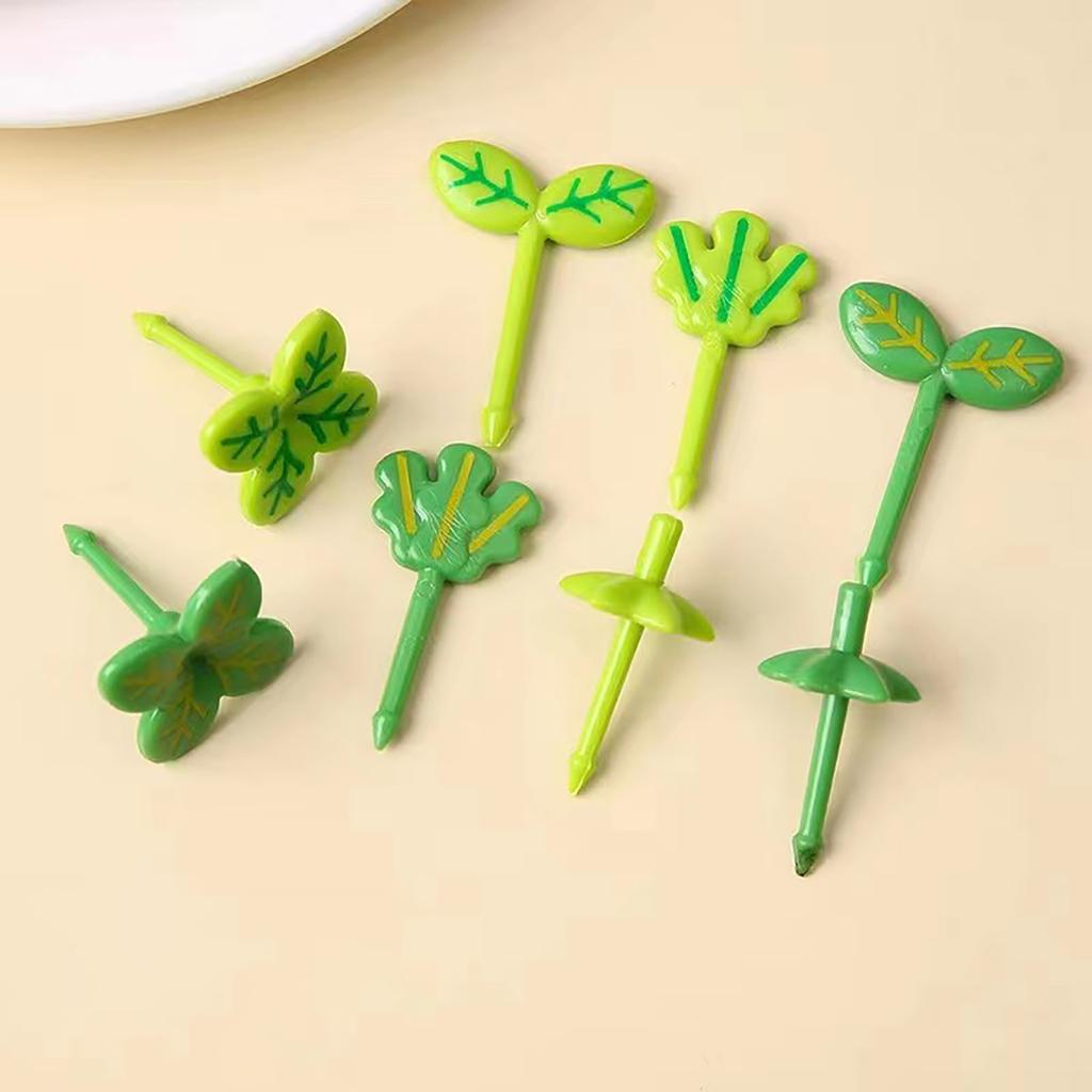 Cheap 8/16Pcs Fruit Fork Mini Kids Snack Cake Dessert Leaf Shapes Food ...