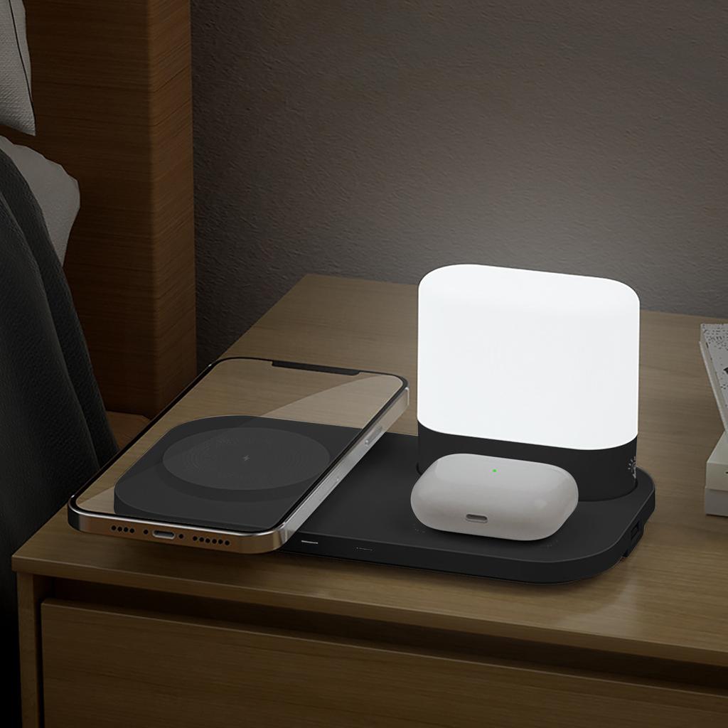 Buy Night Light Multi-Function Wireless Charger 15W Fast Charge Three ...