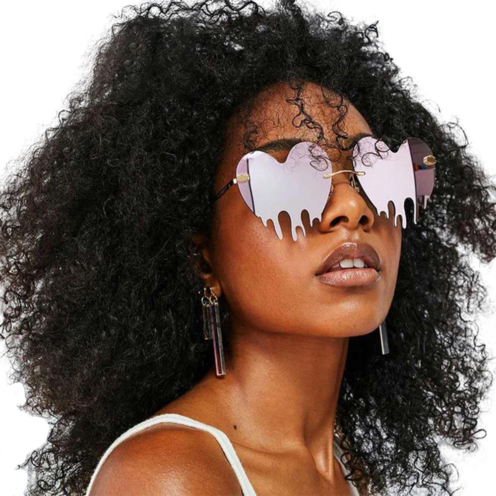 Cheap New Melting Heart Love Tears Sunglasses Frameless Irregular Prom ...