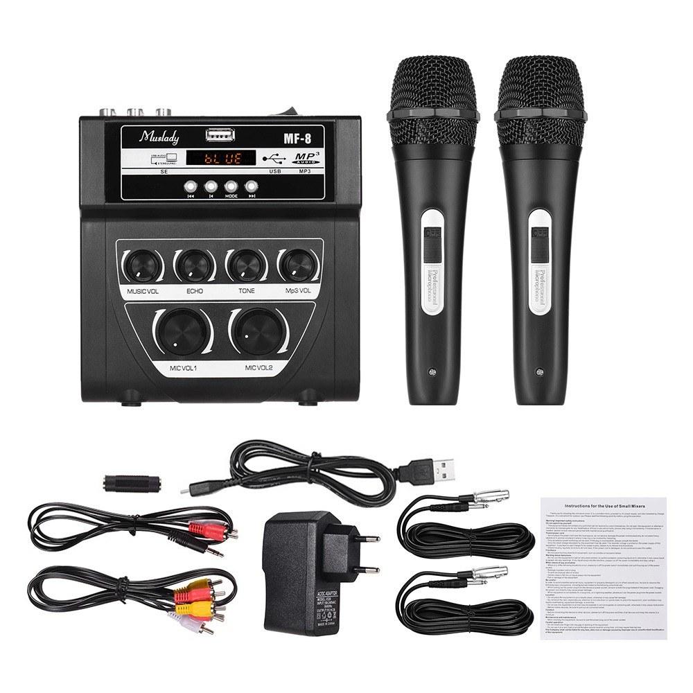 Cheap Muslady MF-8 Mini Sound Audio Mixer Stereo Echo Mixers Dual Mic ...