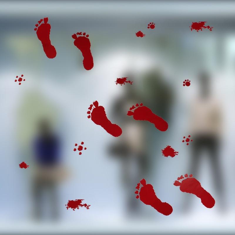 Halloween Decoration Prop Window Mirror Clings Cling Bloody Handprint ...