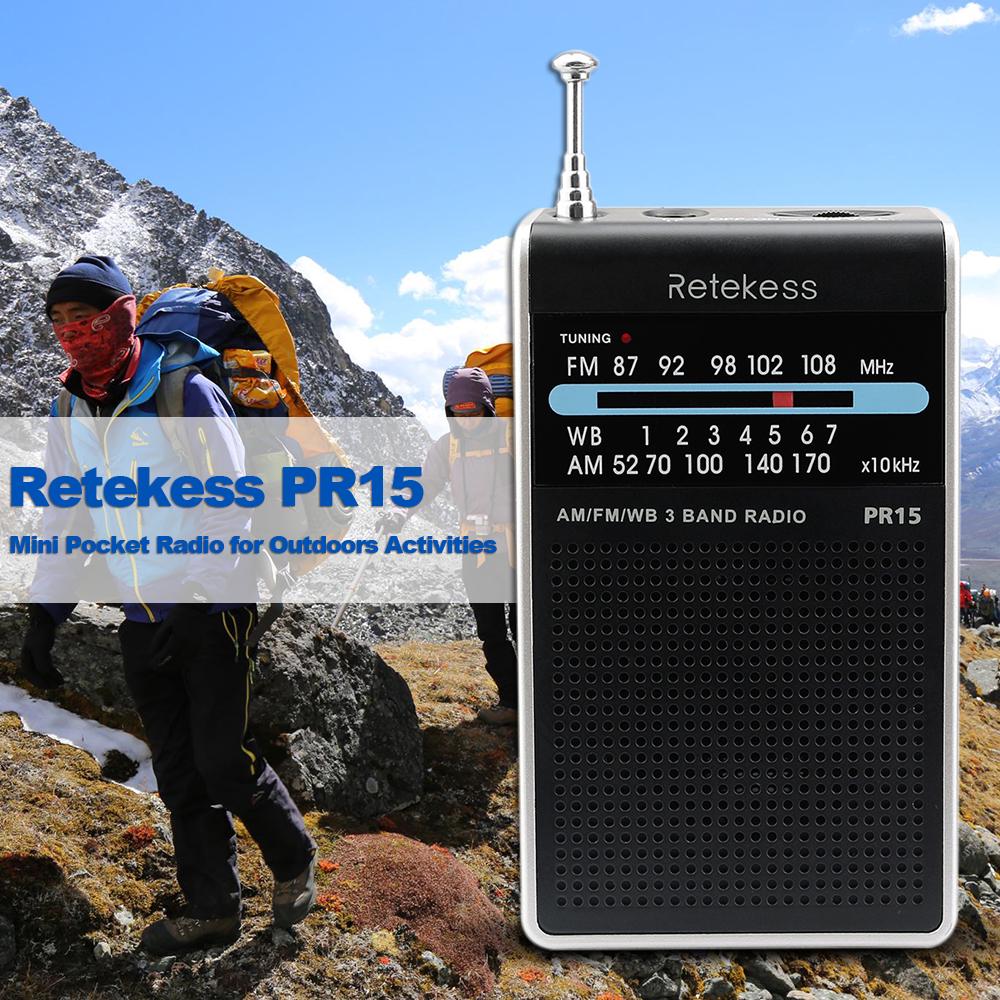 Retekess PR15 Mini Pocket Radio FM/AM/WB Tuning Radio Receiver NOAA ...