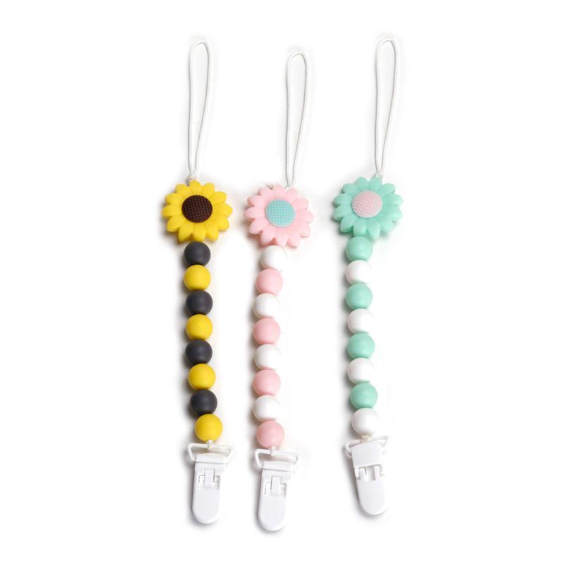 Buy Sunflower Chain Appease Pacifier Infant Nipple Feeding Anti-fall ...