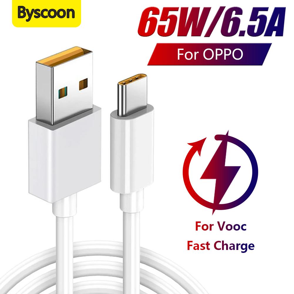 Buy Byscoon Fast Charging Cable 65W 6.5A USB Type C Super VOOC For OPPO ...