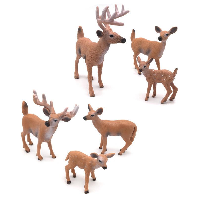Buy Simulation Forest Animal Model Toy Figures Mini Elk Reindeer Sika ...