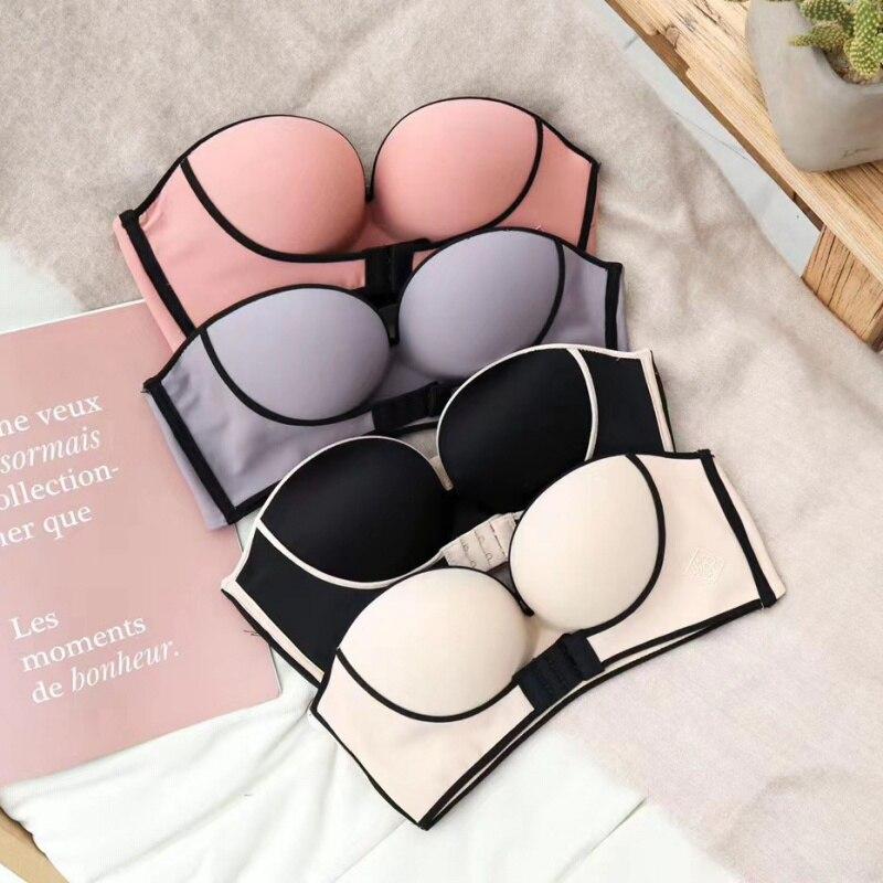 Buy Women Padded Bra Gather Strapless Bra Women Super Push Up Bra Sexy ...