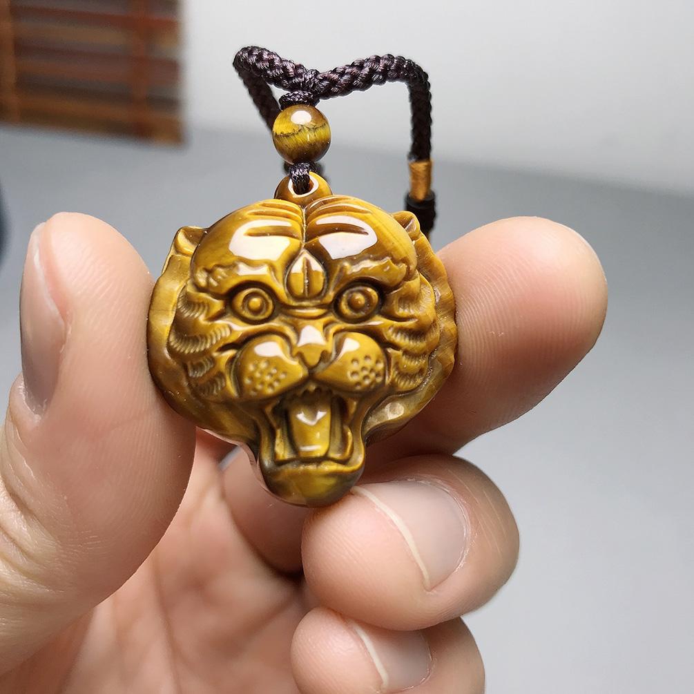 Satın alın Natural Tiger Eye Stone Tiger Head Necklace Pendant Patron ...