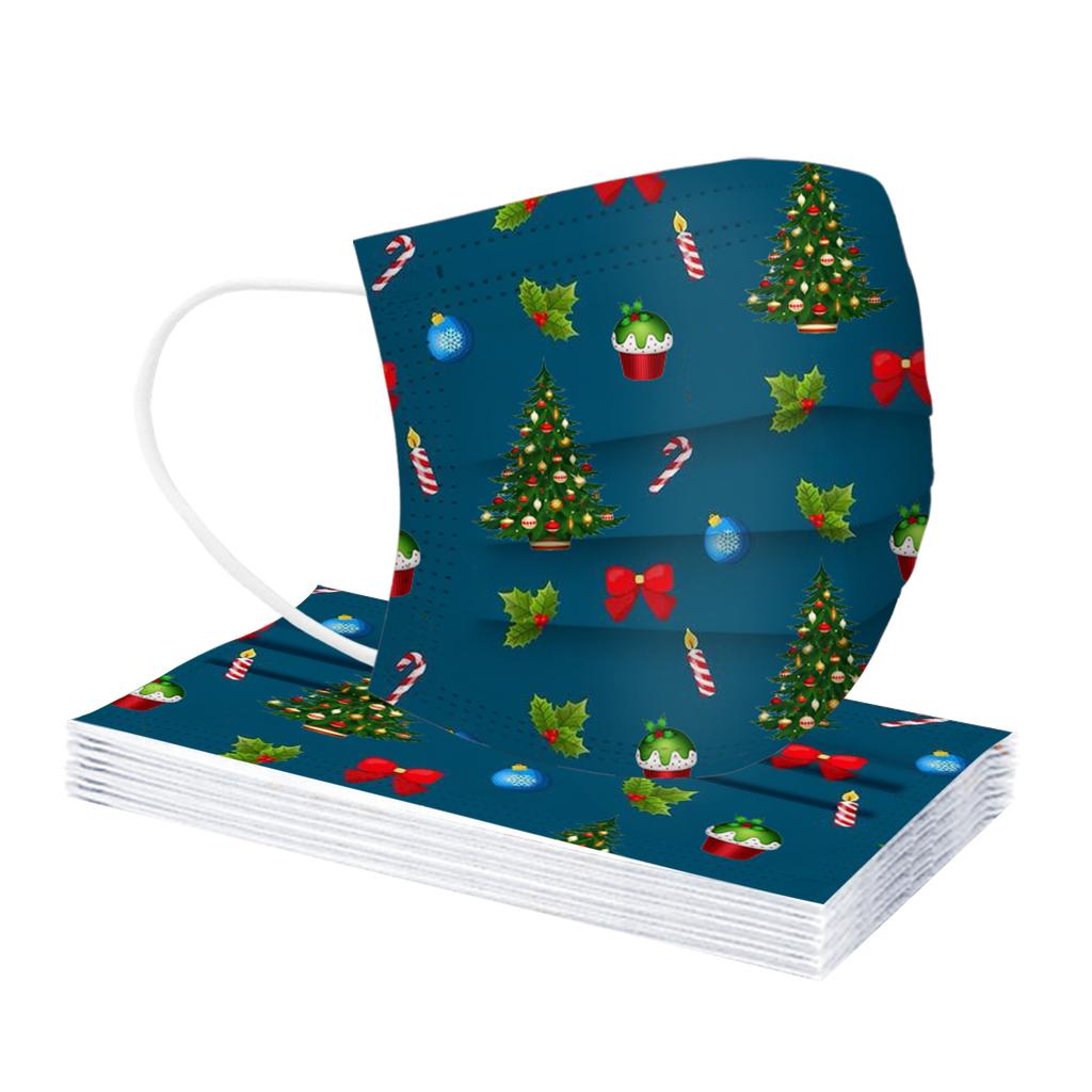 Buy Disposable Unisex Printed Christmas Soft Masks For Adults 3-Layer ...