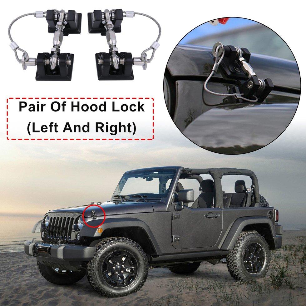 Buy 2pcs Car Anti-Theft Security Engine Hood Lock For Jeep For Wrangler ...